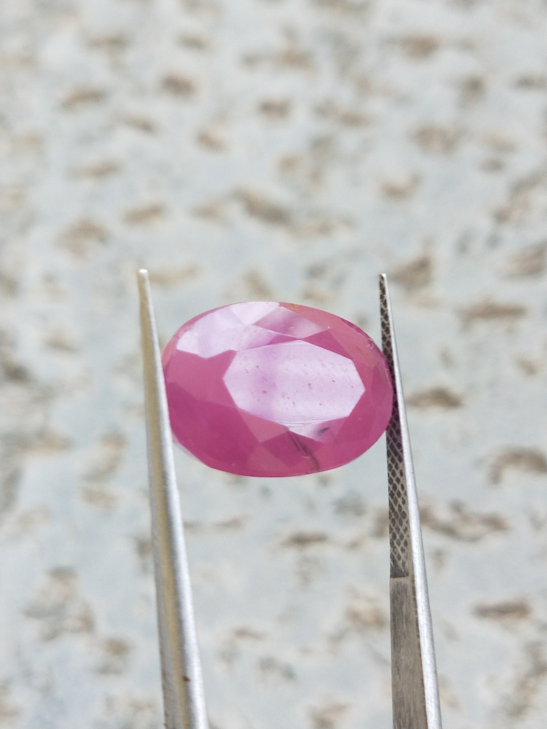 17 CRT Natural African Precious Pinkish Ruby Oval Faceted Stone for ...