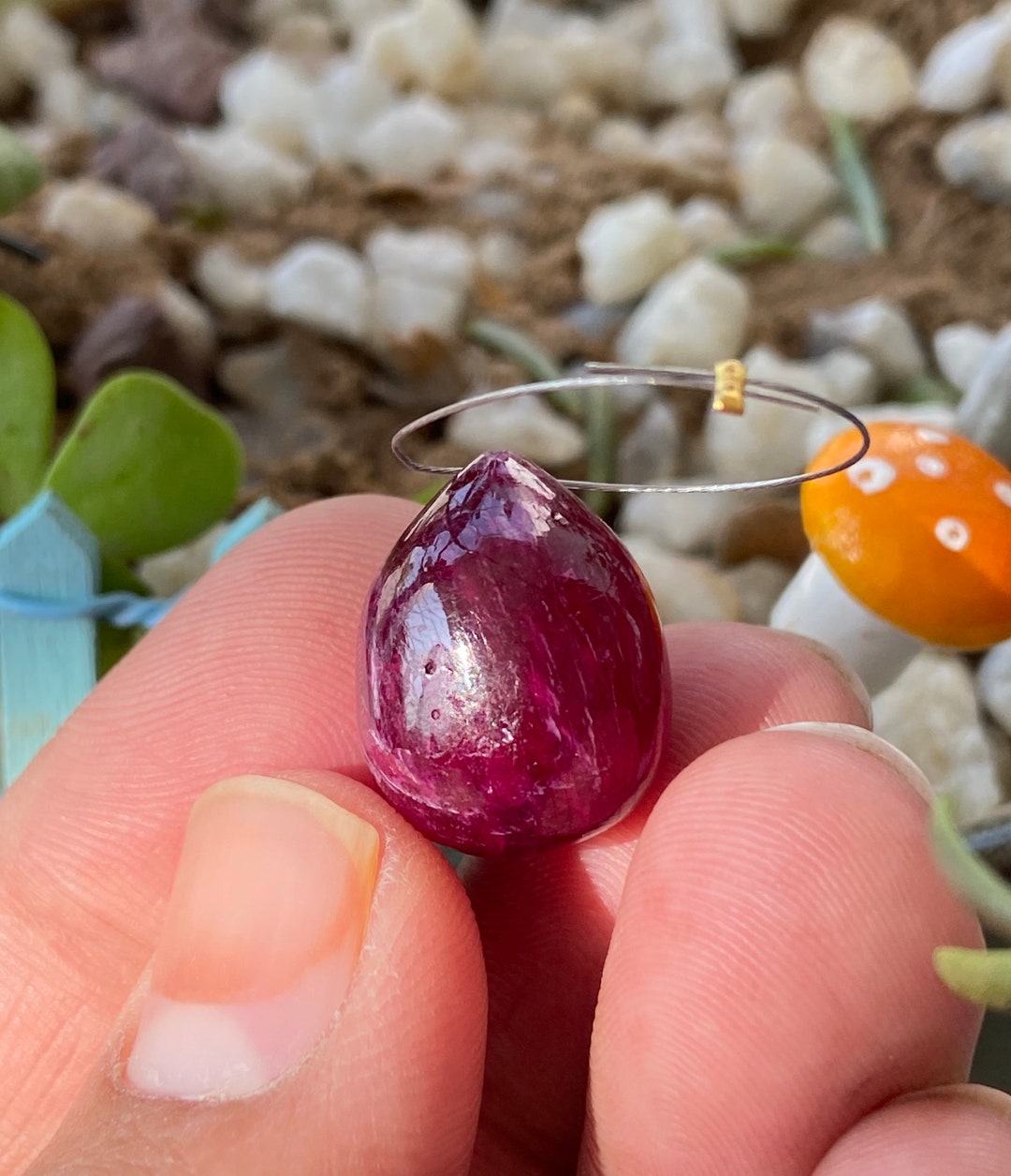 41 CT Fine Natural Ruby fissure Filled Smooth Teardrop Briolette ...