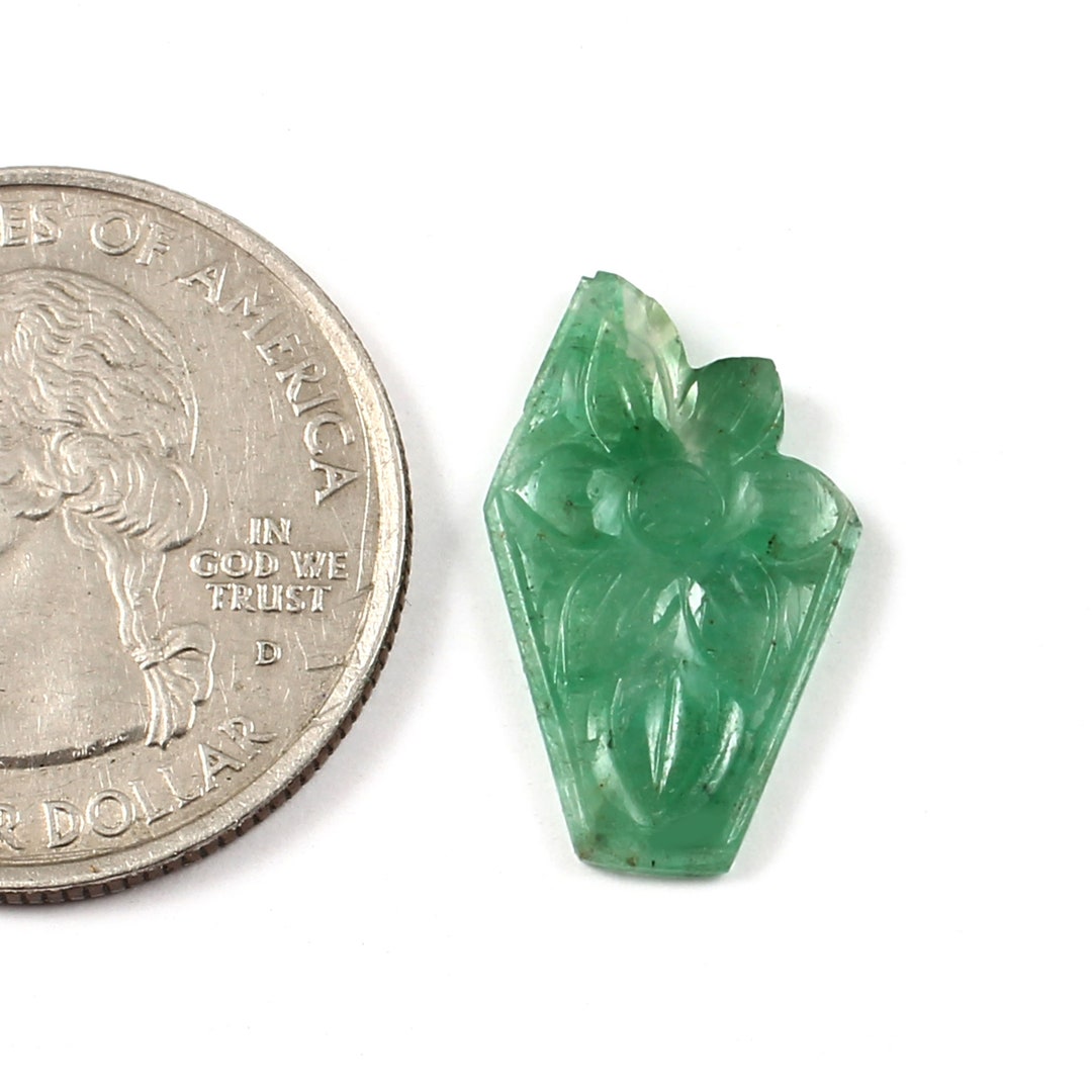 Unique Designer Emerald Carving for Making Jewelry, 19x11x2 Mm ...