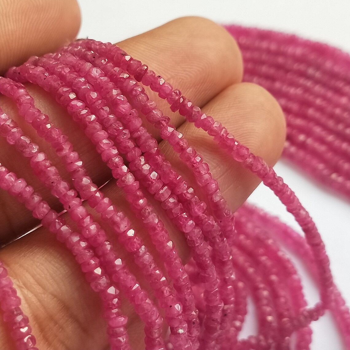 445 Carats Old Burmese Ruby Faceted Rondelle Beads | 9 Strands 18 to 22 ...