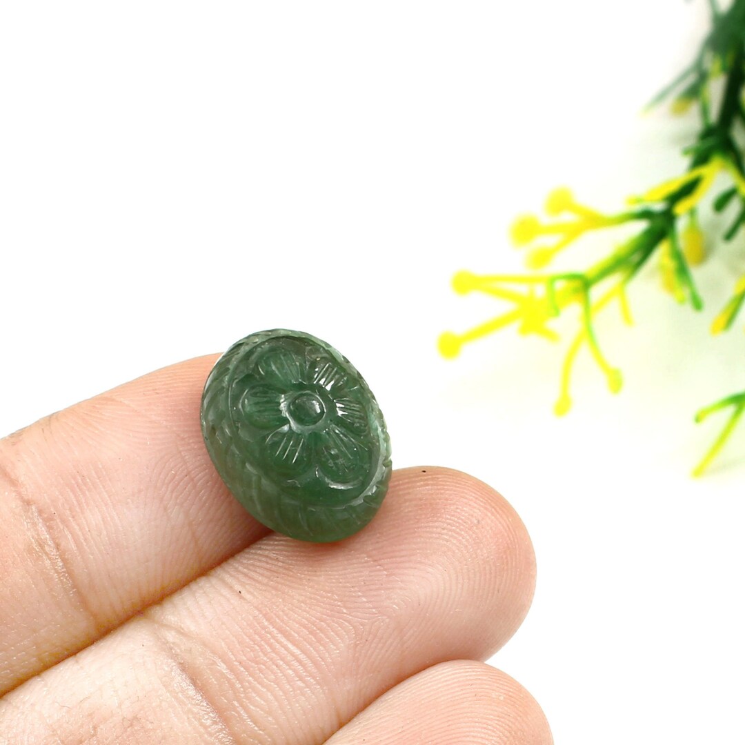 7.75 CRT Amazing Hand Carved Emerald Gemstone, Designer Emerald Carving ...