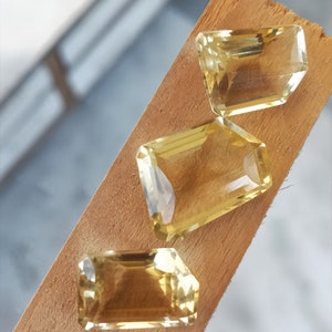 3 Pcs Lemon Topaz ,natural Faceted Lemon Topaz 3 Pc Set , November ...