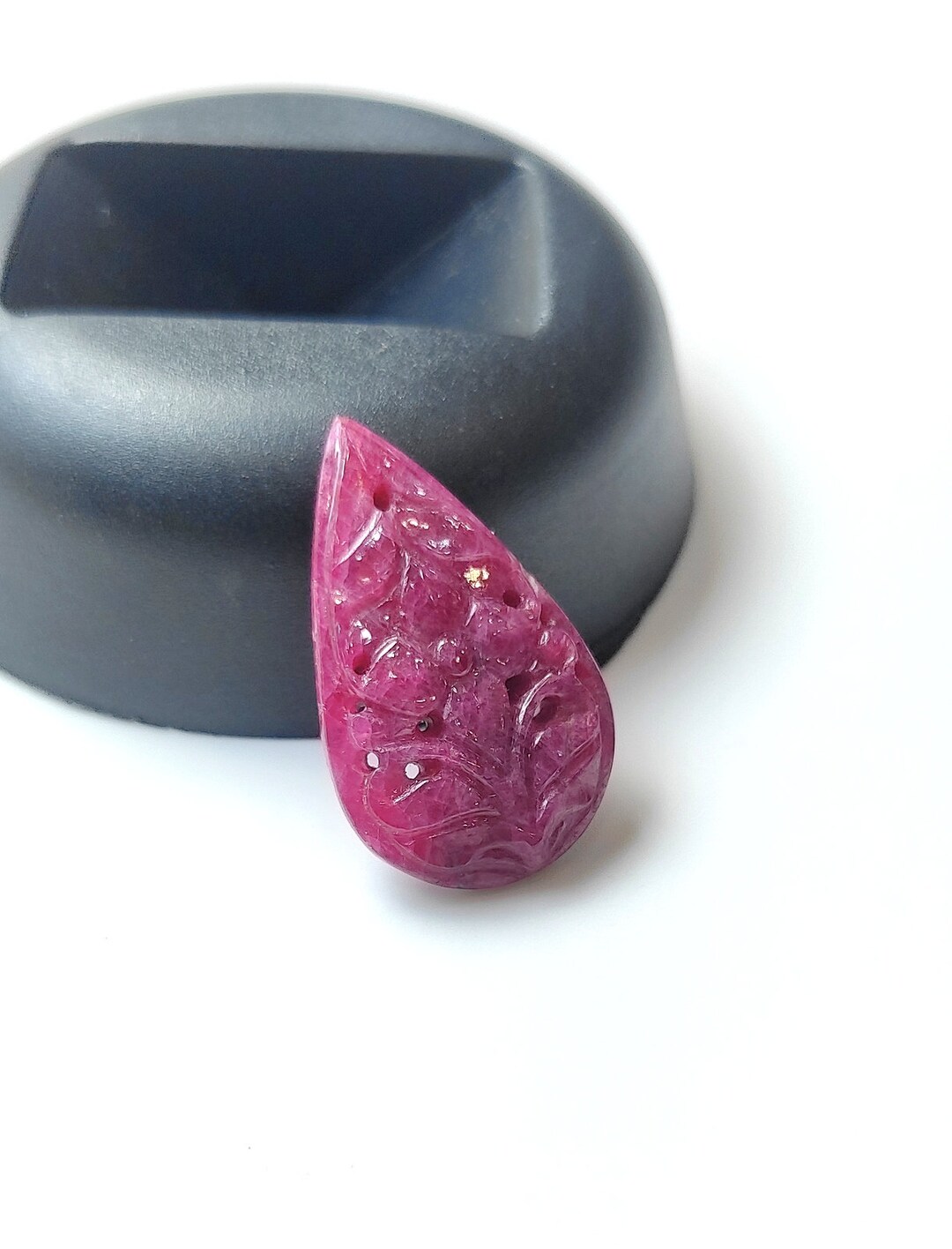 Natural Ruby Carving Pear Shape, 100% Natural Ruby, Handmade Carving ...