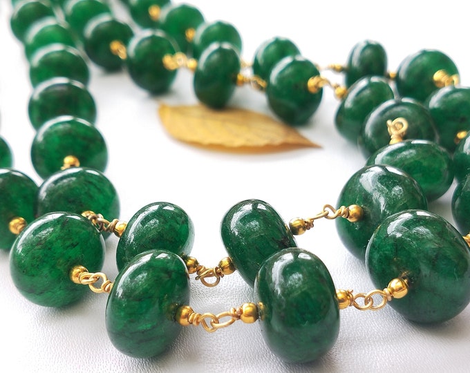 22 Beryl Emerald Necklace : Natural Rondelle Beryl Beads , 2 Strands ...