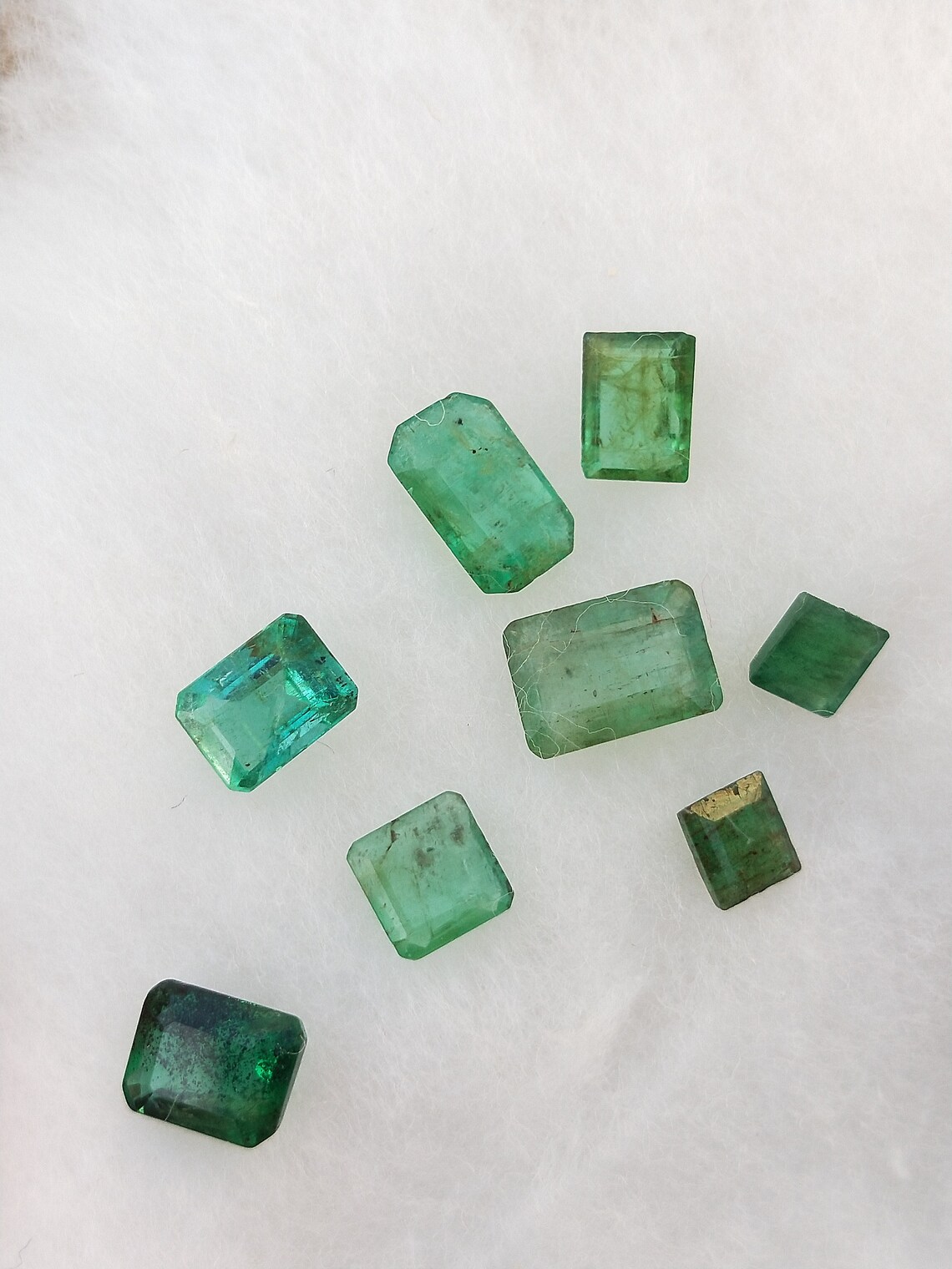 8 Pc Natural Emerald Rectangle/square Cut Faceted Stones 5 | Etsy