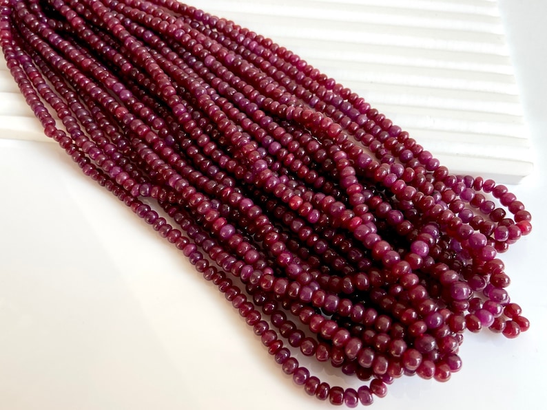 African Ruby Smooth Round Roundel Beads ~ 16 Inches Strand Length ...