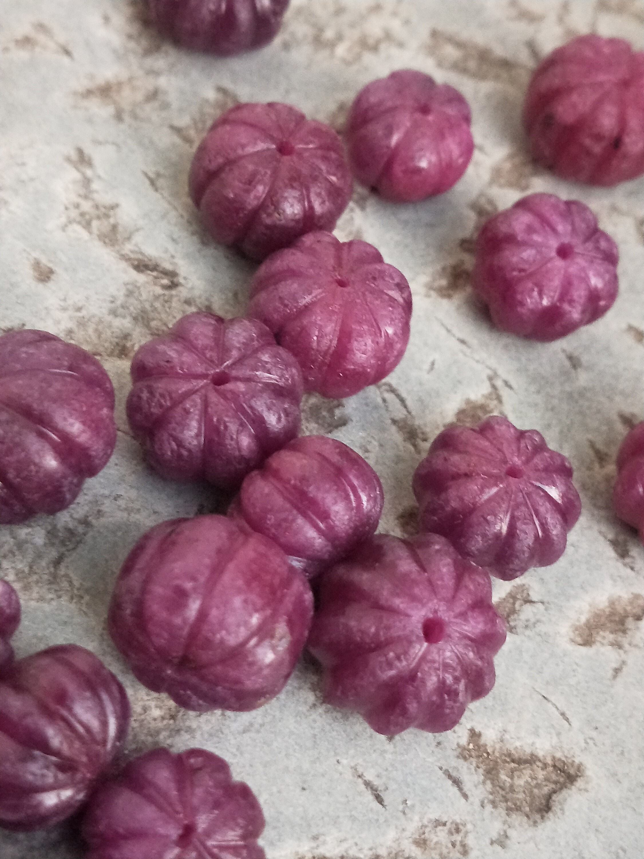 Vintage Ruby Melons Antique Melon Cut Rondelle Rubies for | Etsy