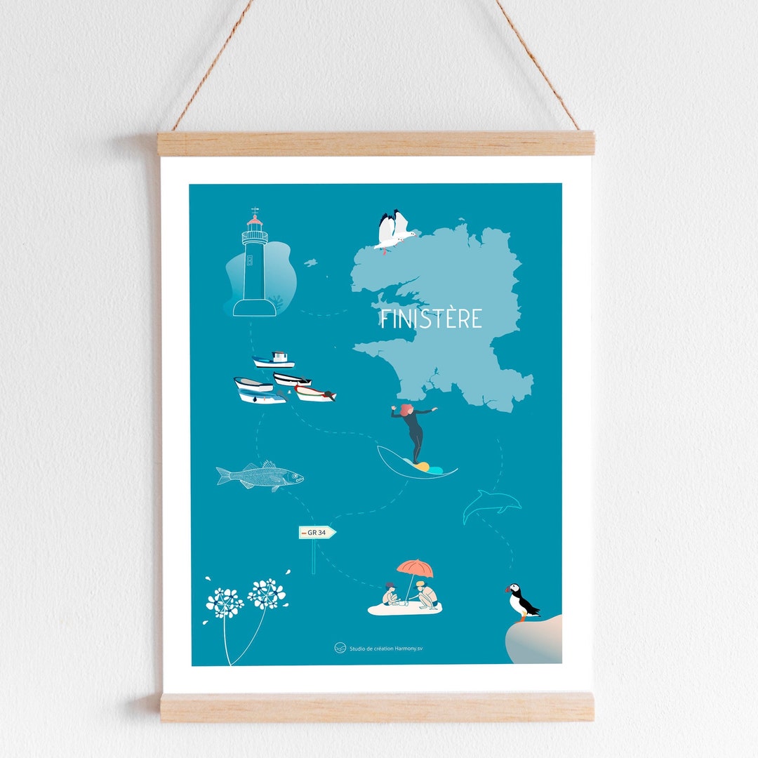 Finistère Poster, Brittany Poster, Wall Decoration, Poster 30x40 Cm - Etsy