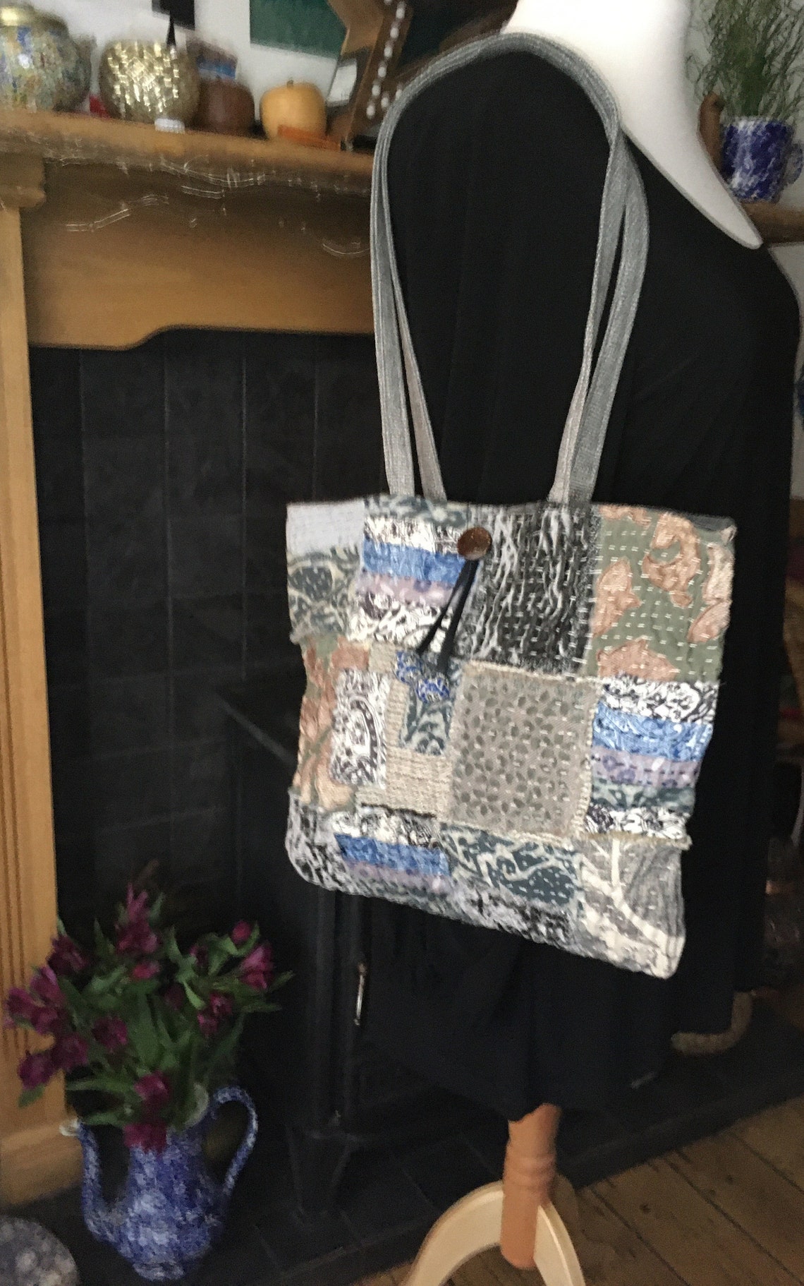 Handmade Vintage Tote bag Patchwork Shopping Shoulder Bag | Etsy