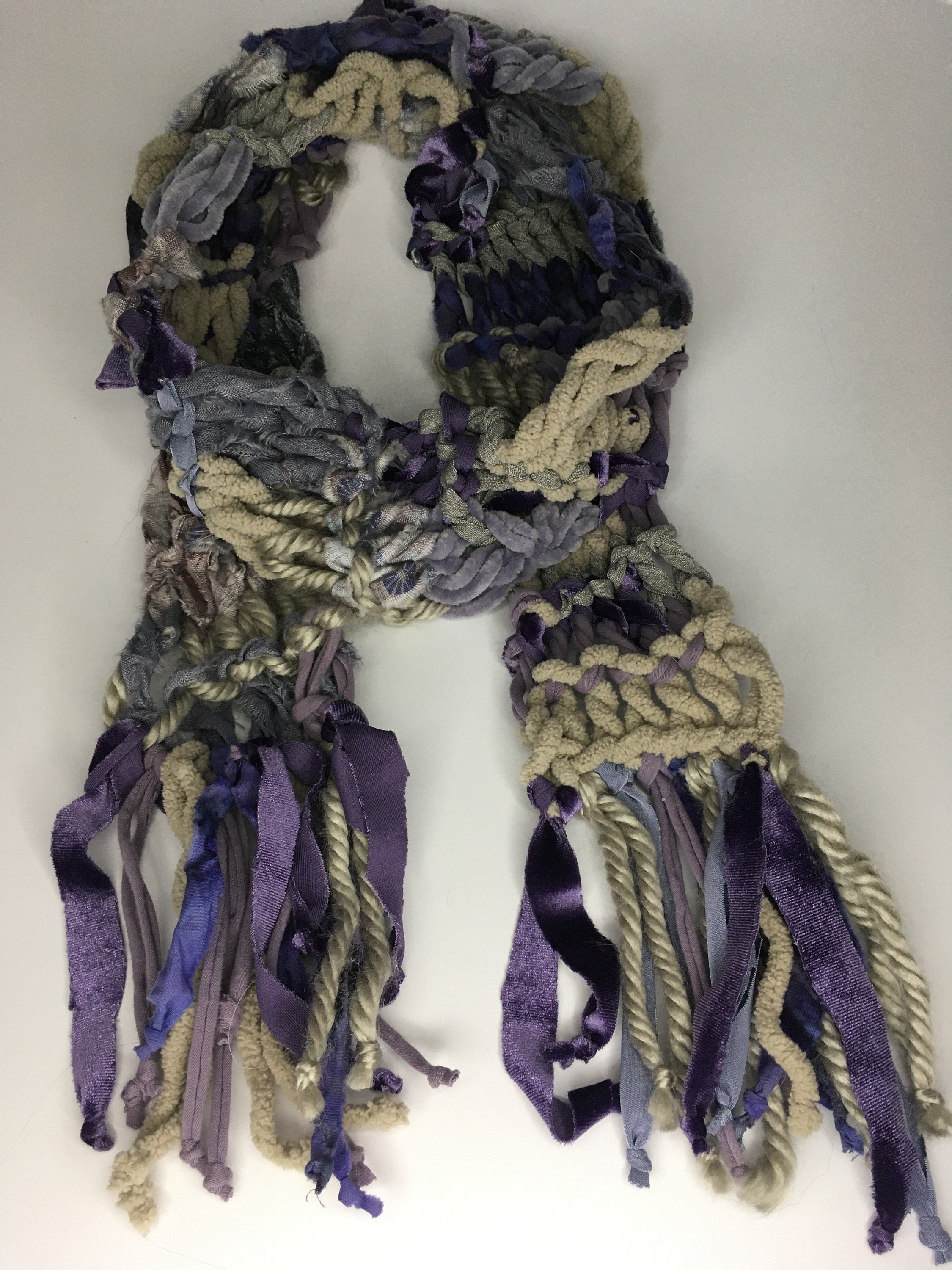 Chunky Handmade Rag Scarf Hand Knitted Boho - Etsy