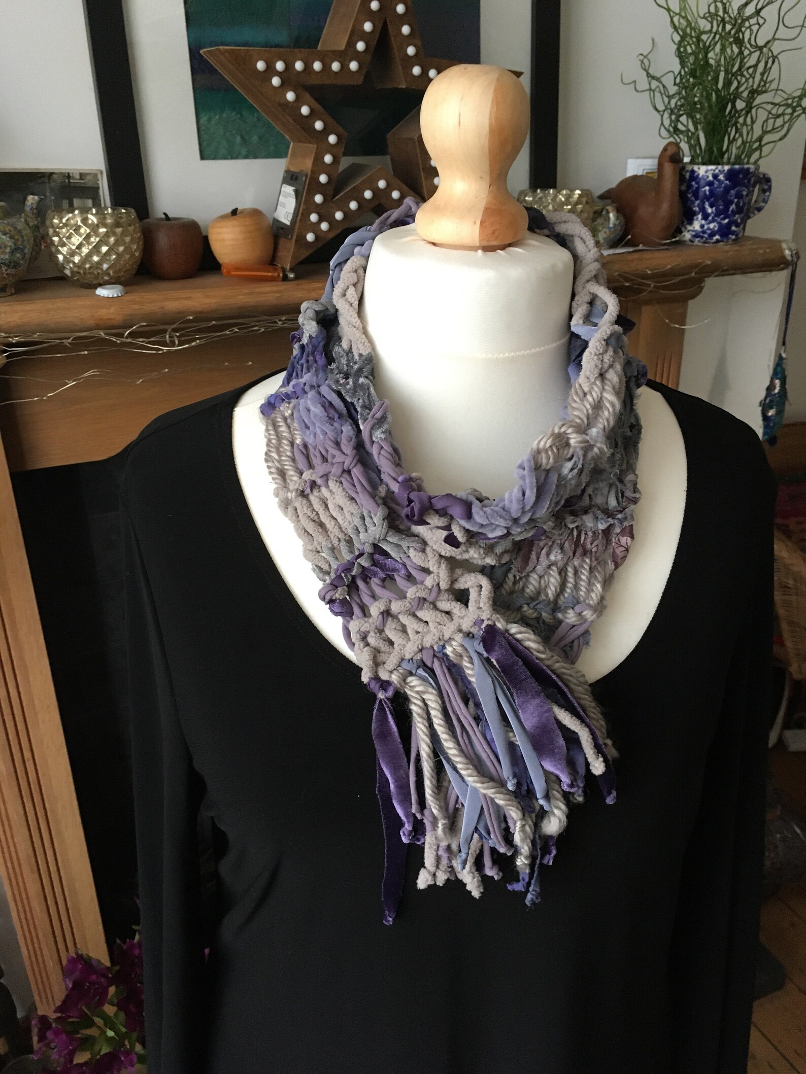 Chunky Handmade Rag Scarf Hand Knitted Boho - Etsy