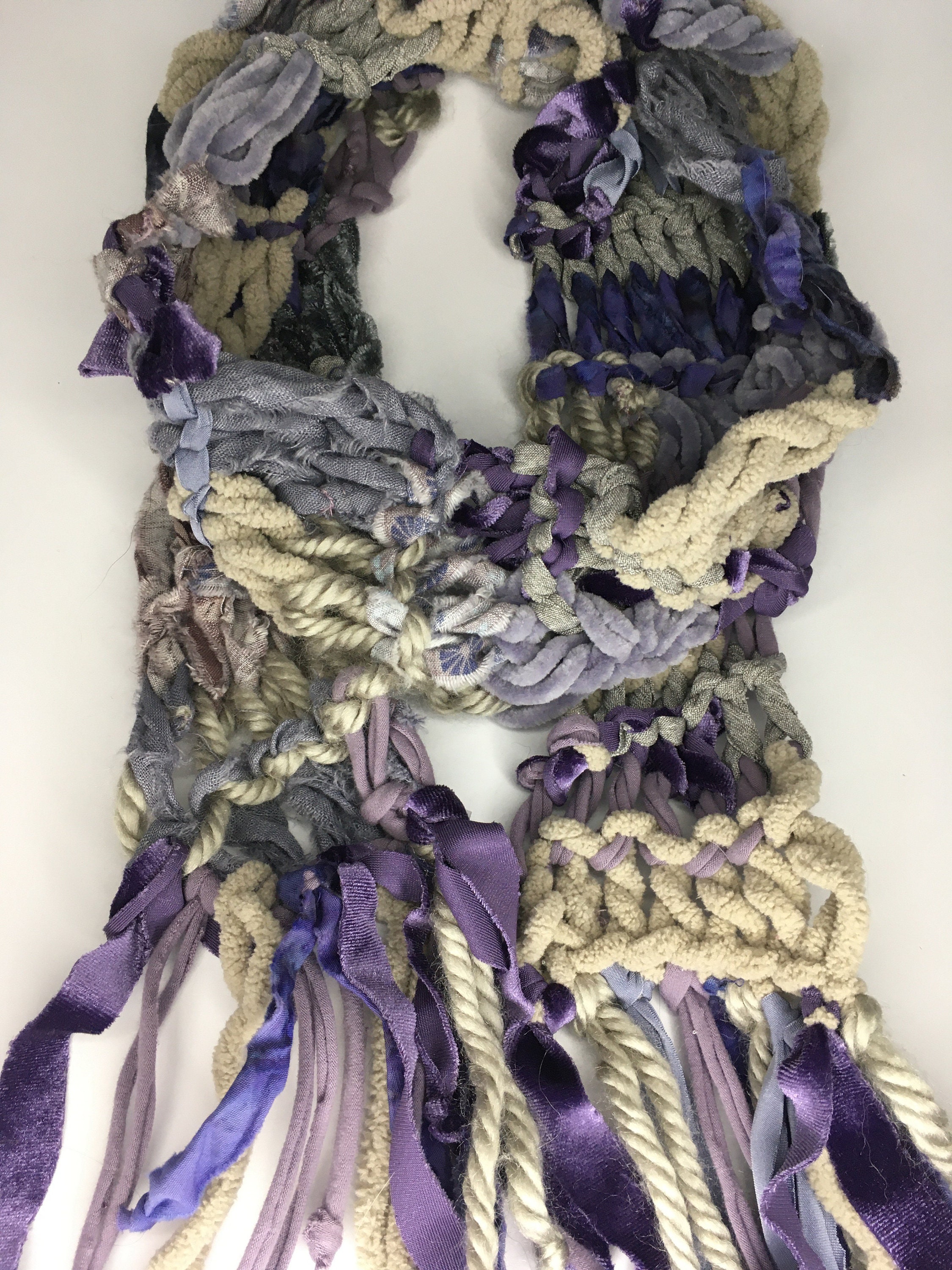 Chunky Handmade Rag Scarf Hand Knitted Boho - Etsy