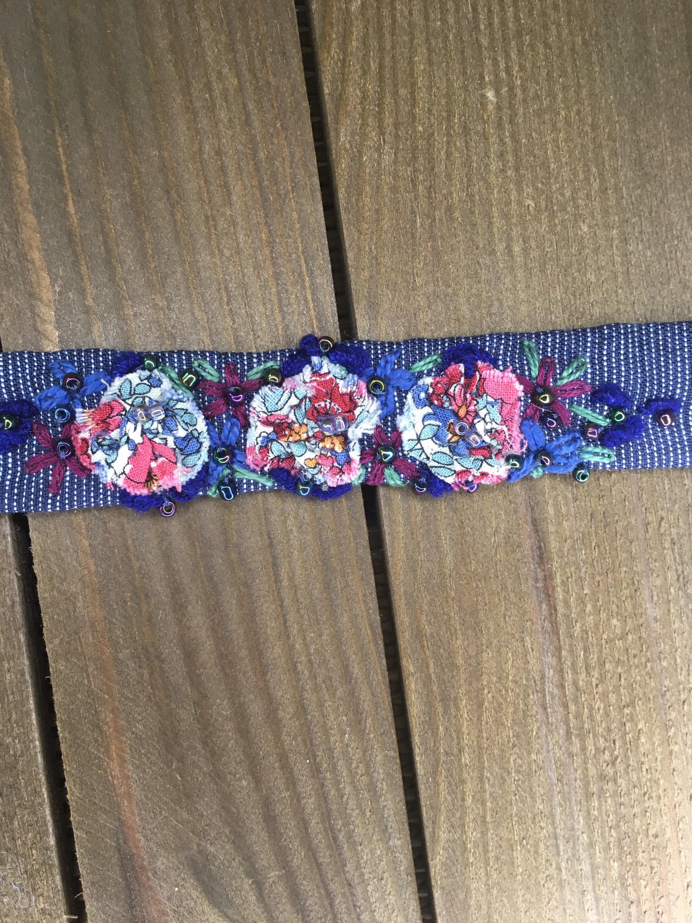 Textile Embroidered Cuff Bracelet,appliqué,recycled,shabbychic,boho ...