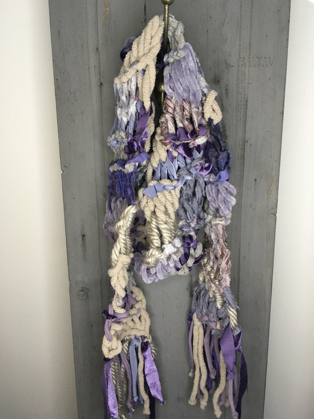 Chunky Handmade Rag Scarf Hand Knitted Boho - Etsy