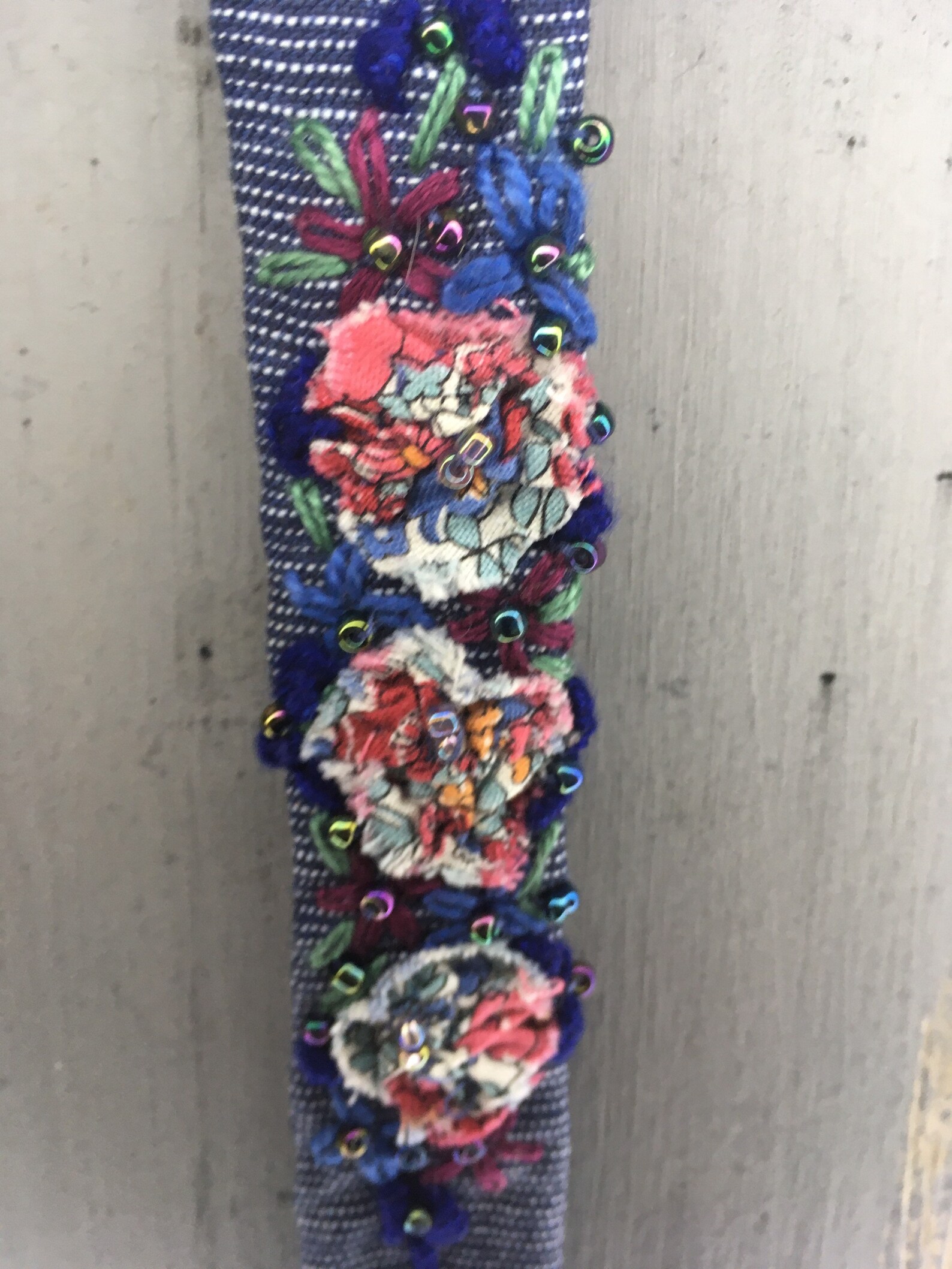 Textile Embroidered Cuff Bracelet,appliqué,recycled,shabbychic,boho ...