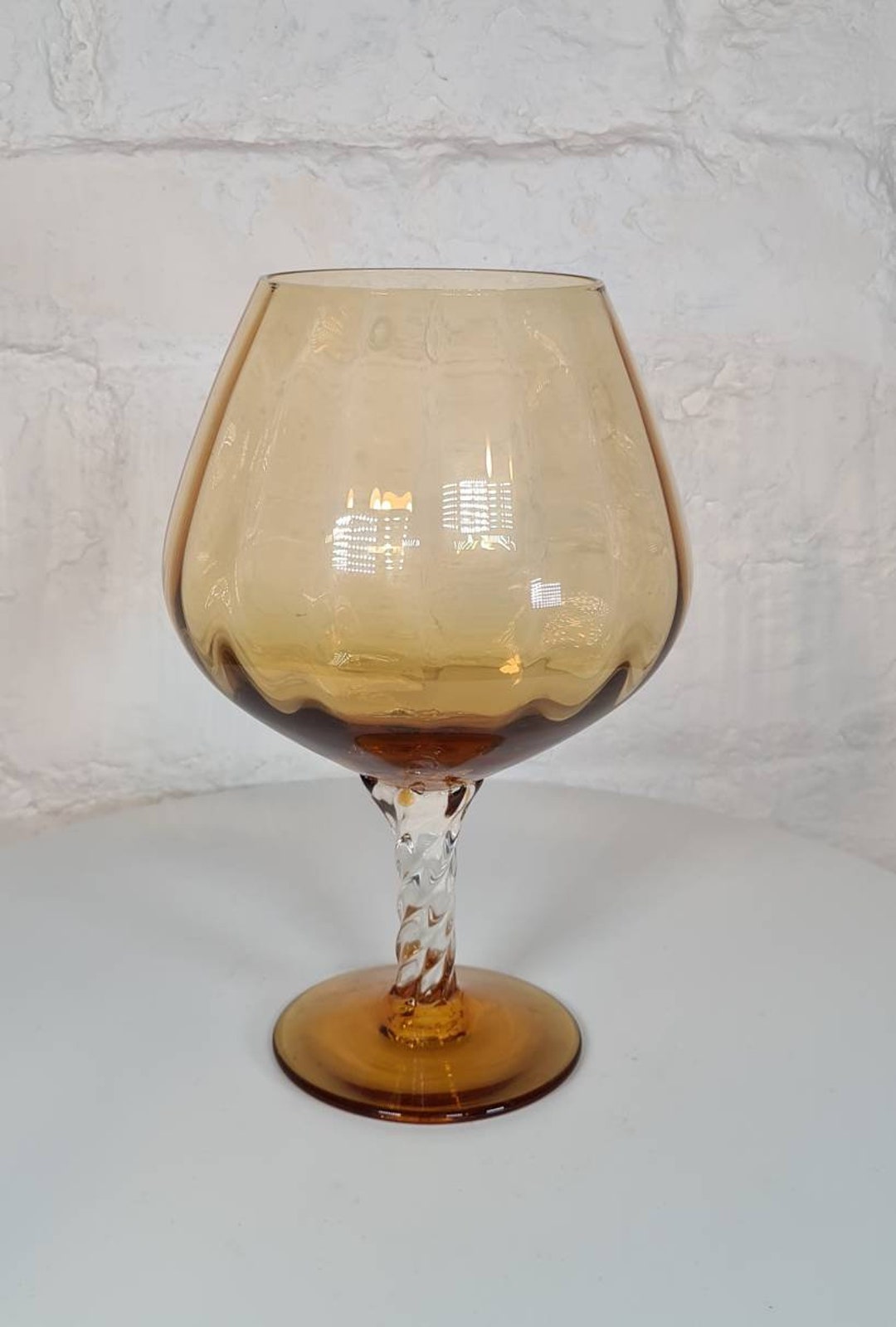 Vintage Mid Century Modern Amber Brandy Glass Shaped Vase - Etsy