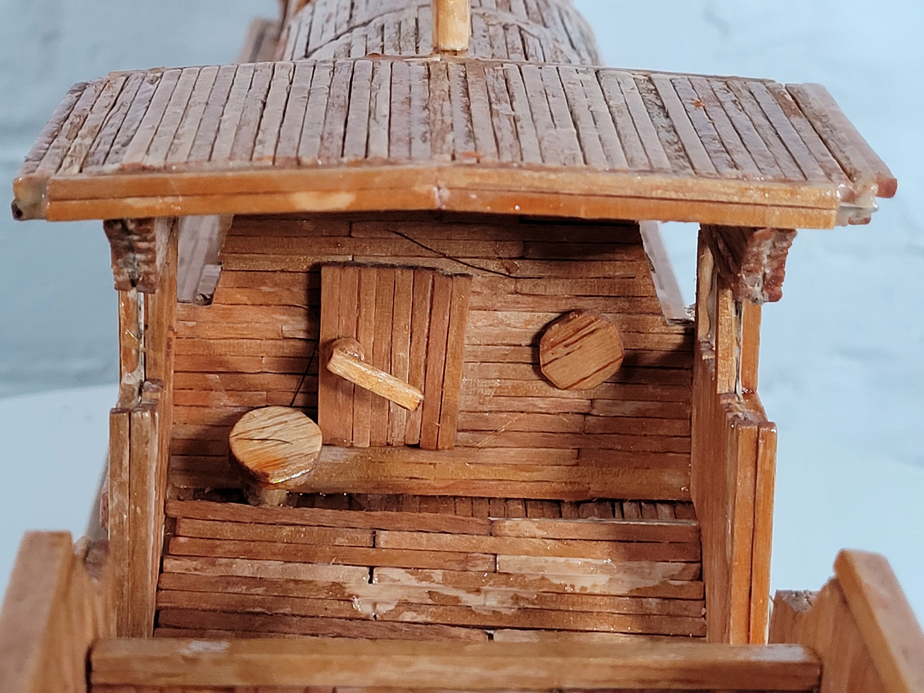 Vintage Model Steam Locomotive / Match Stick Train Model / Wooden Steam ...