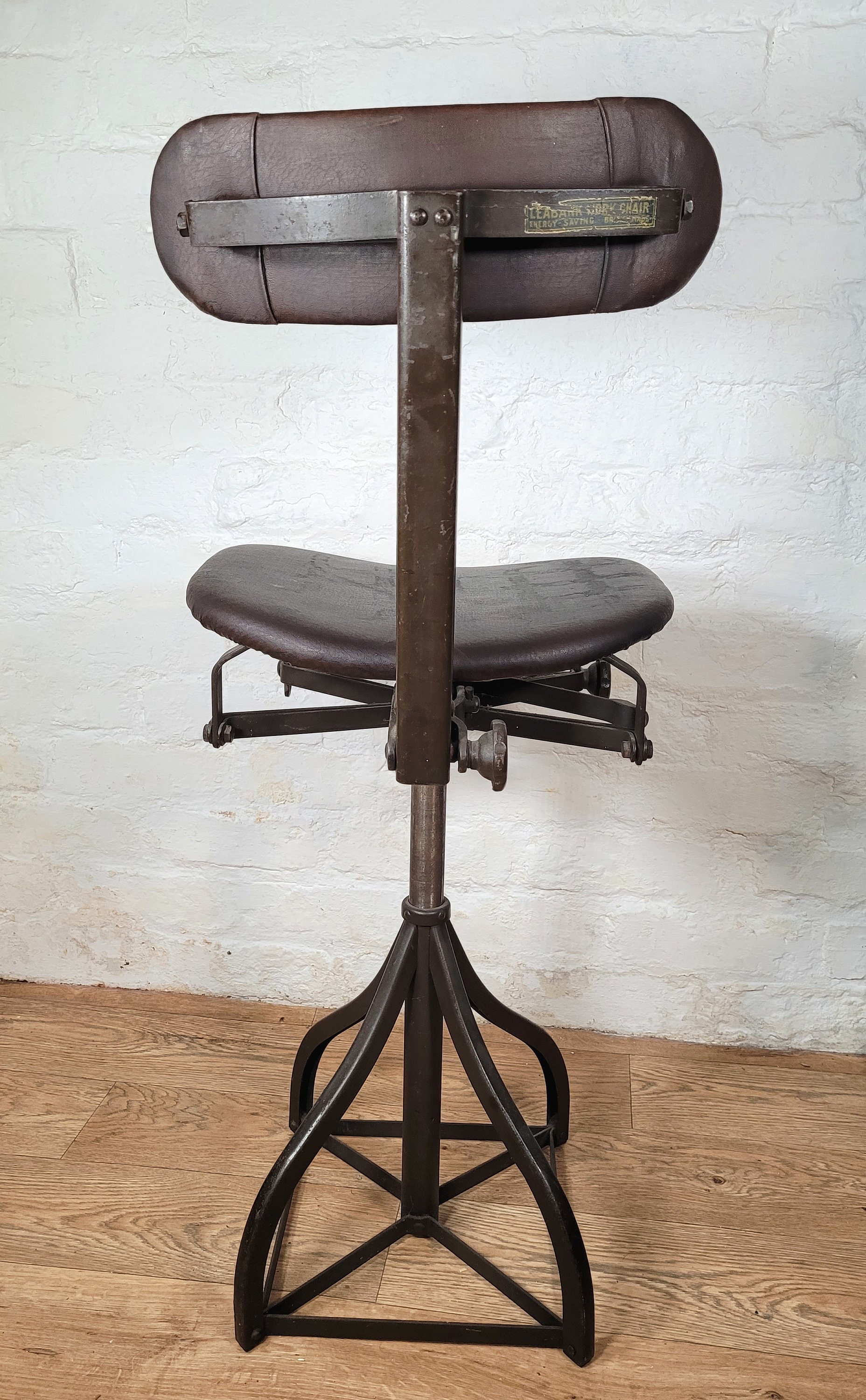 Vintage Leabank energy Saving Work Chair / Engineer's Stool / Machinist ...