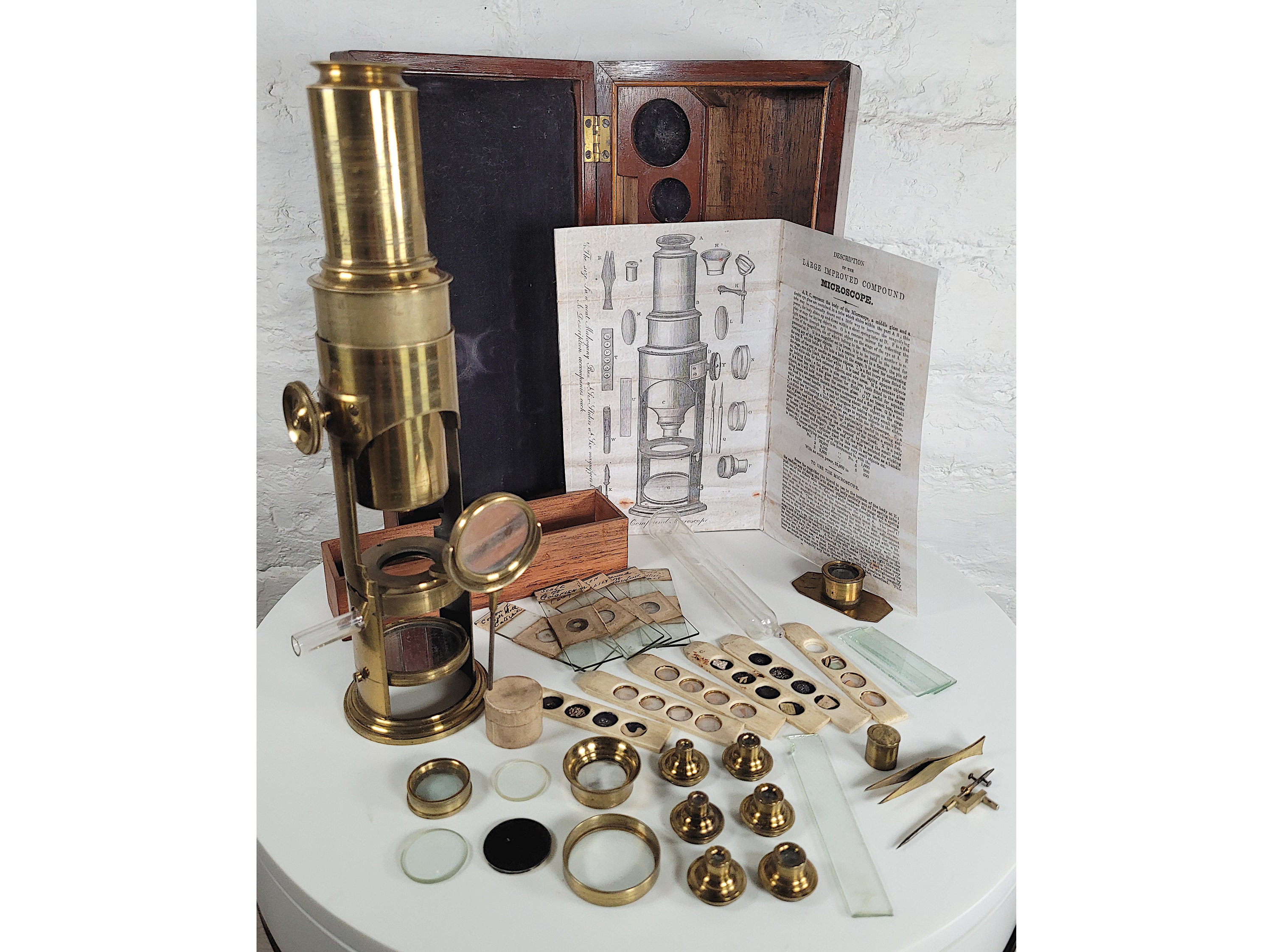 Exceptionally Complete Antique Georgian Barrel Microscope / Antique ...