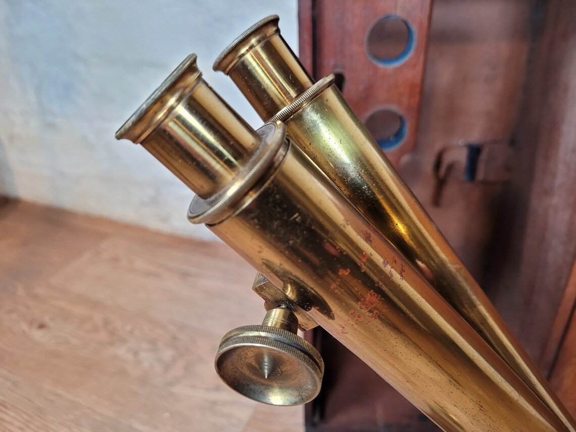 Antique Brass Binocular Microscope / Antique Brass Microscope - Etsy UK