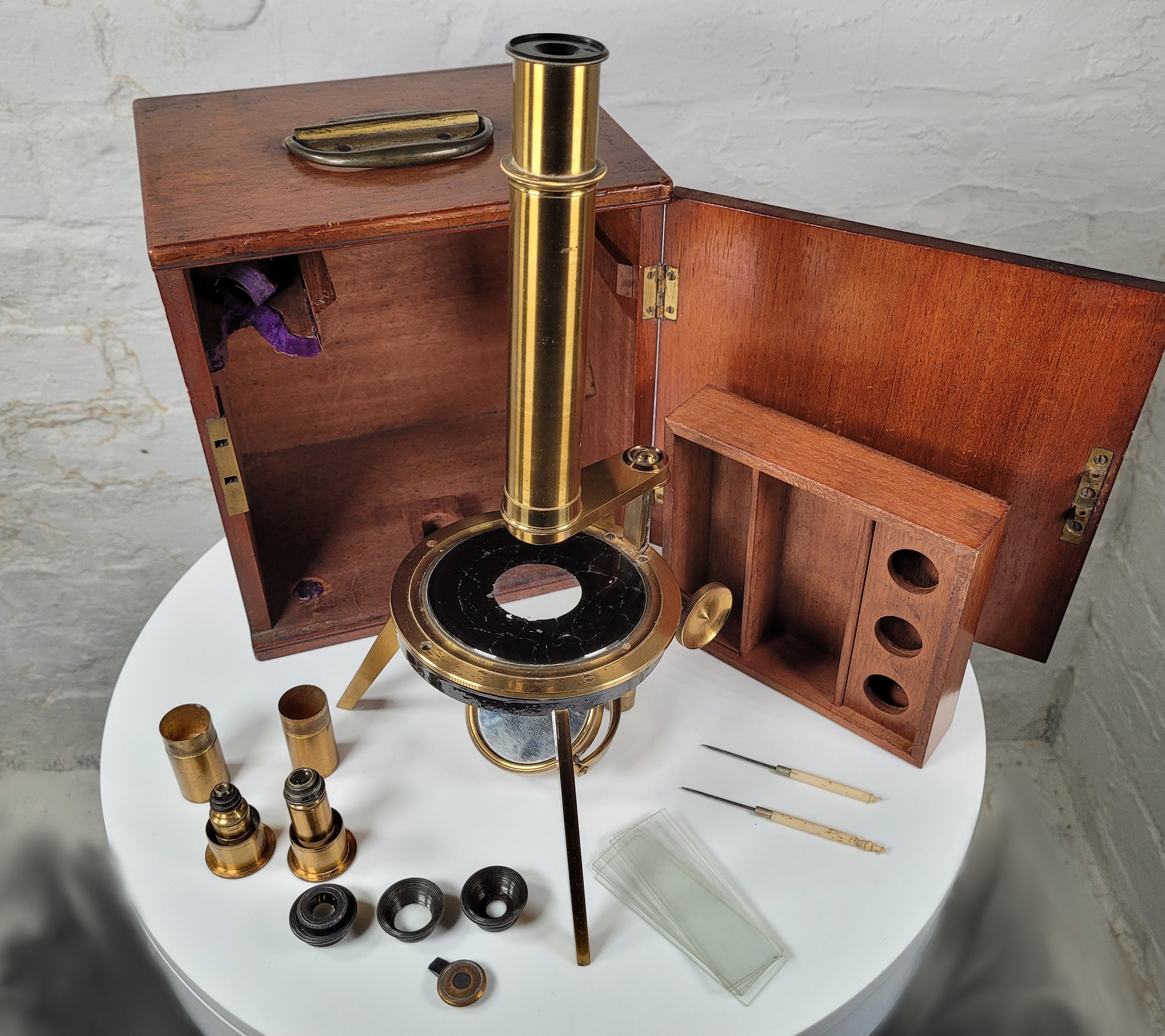 Rare Huxley-style Antique Brass Microscope / Victorian Dissecting ...