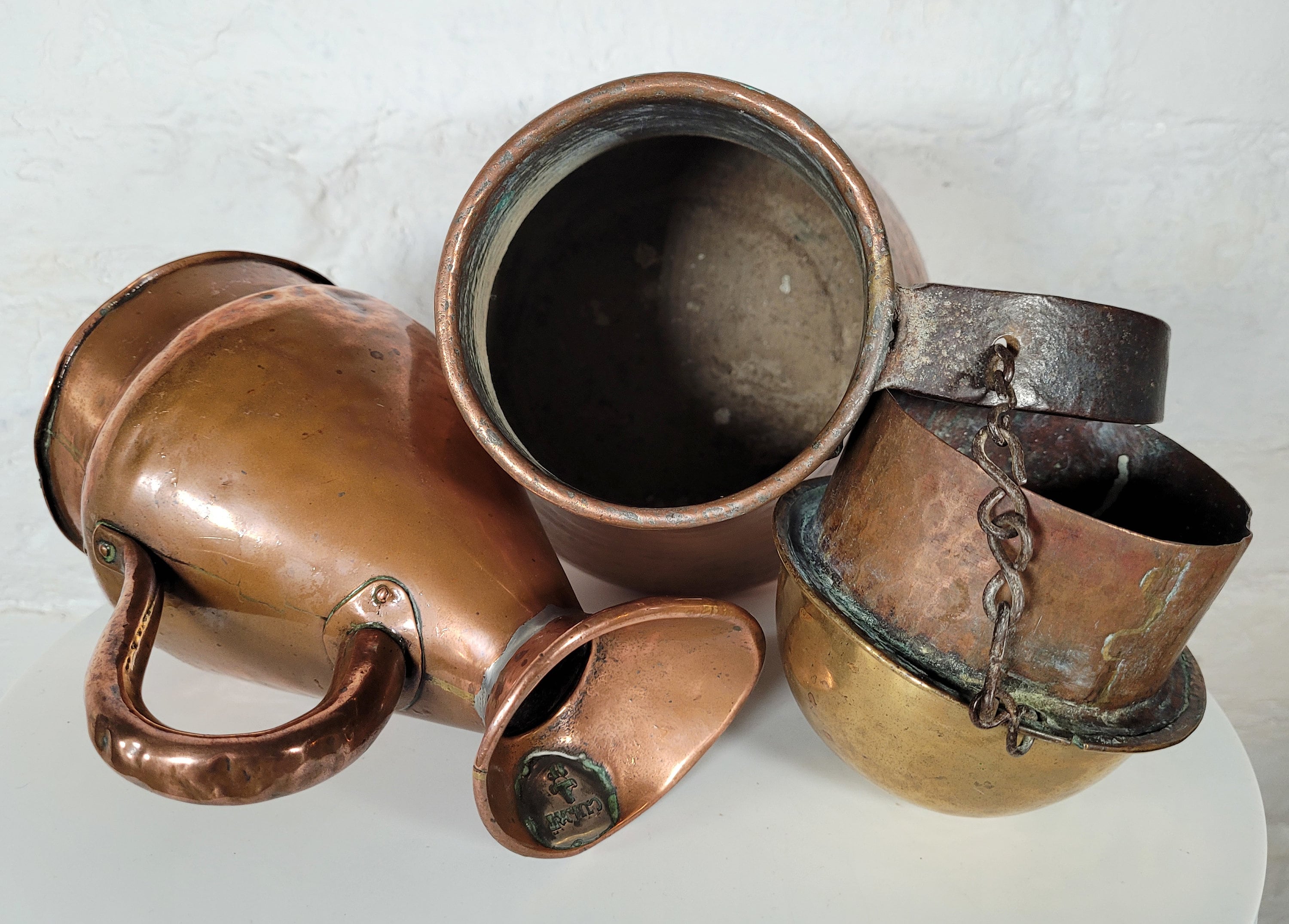 Antique Copper and Brass Flour Sifter With Antique Copper Jug - Etsy