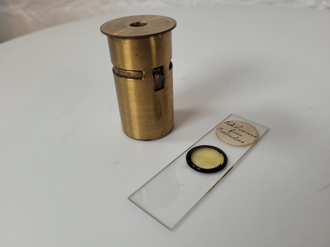 Antique Pocket Microscope With Prepared Slide / Brass Microscope ...