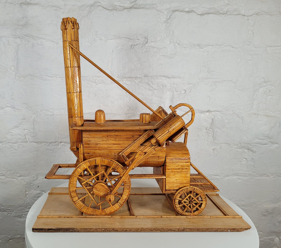 Large Vintage Matchstick Model of Stephenson's Rocket / Vintage Train ...
