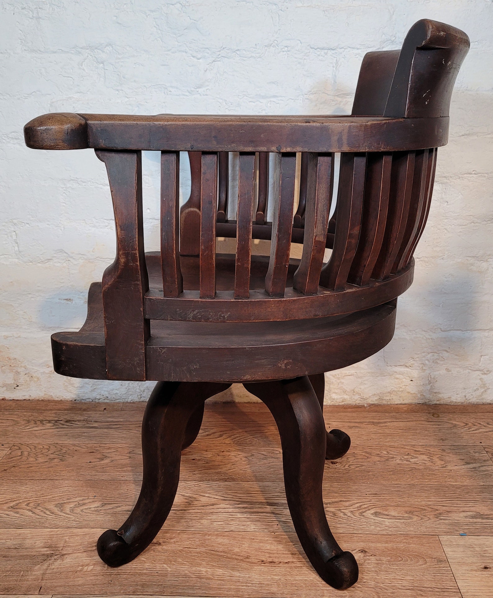 Antique Banker's Chair / Antique Wooden Revolving Chair - Etsy