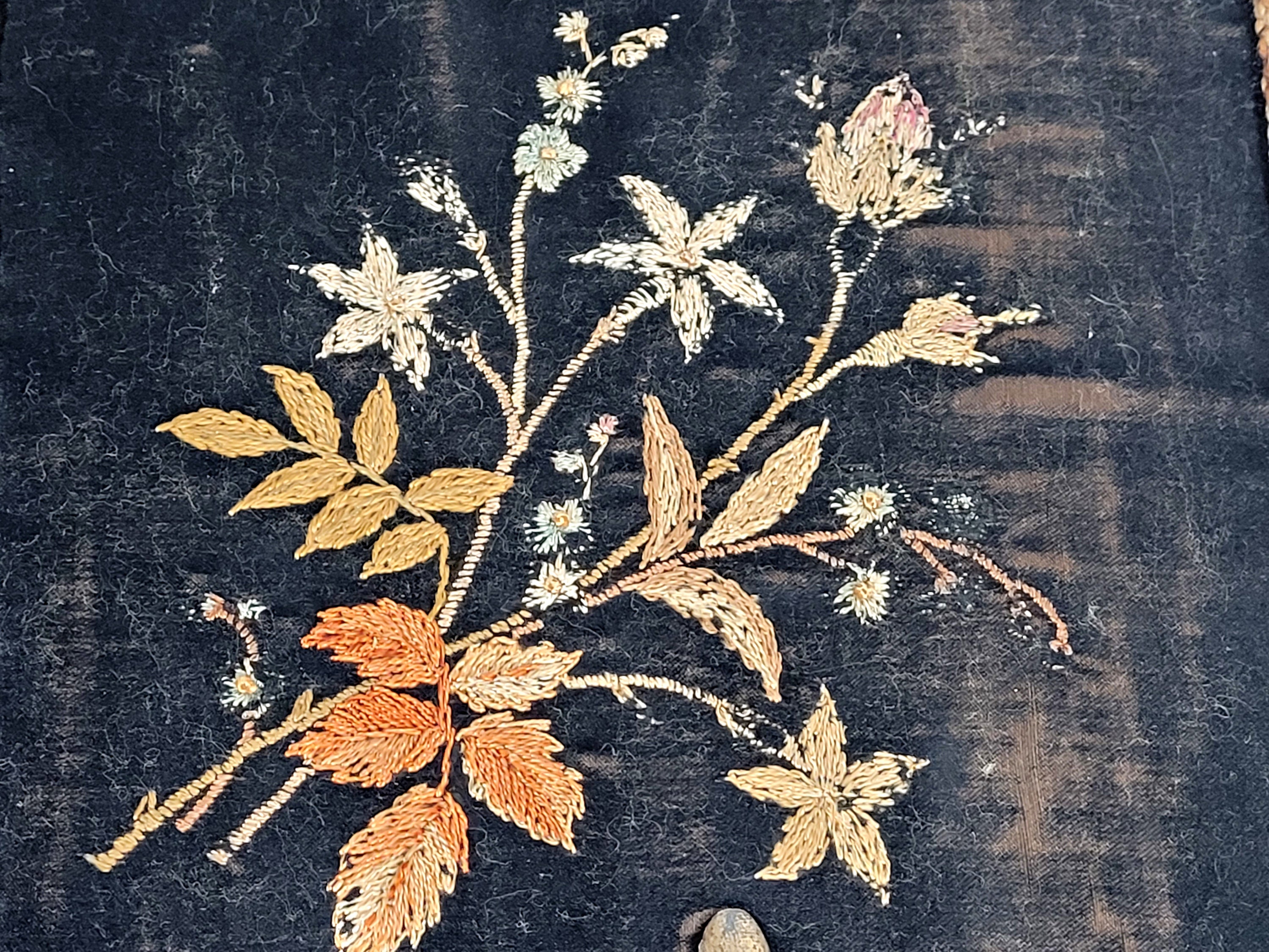 A Pair of Antique Silk Embroidered Georgian Fans / Antique Silk / Hand ...