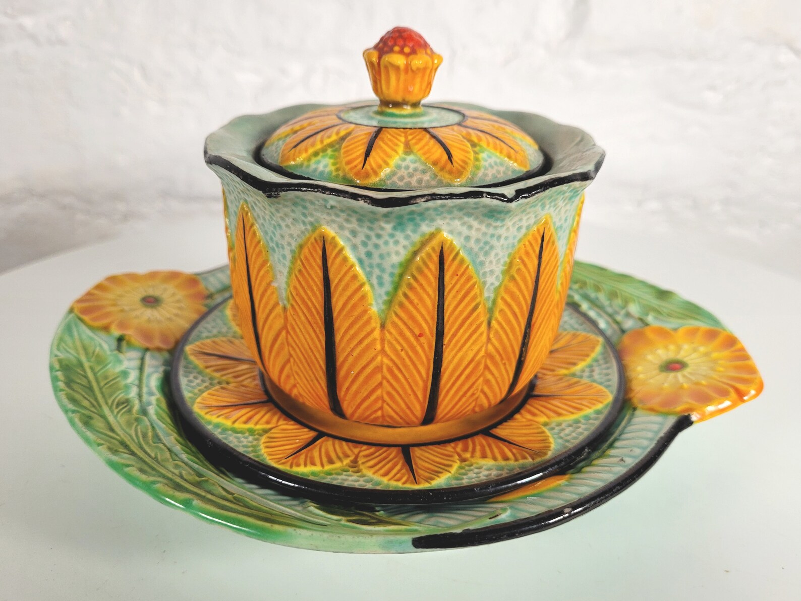 A Collection of Floral Japanese Maruhon Ware Pottery / Conserve Jar ...