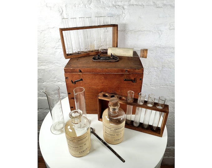 Antique Dutch Chemistry Set in Wooden Box / Vintage Chemistry Set ...