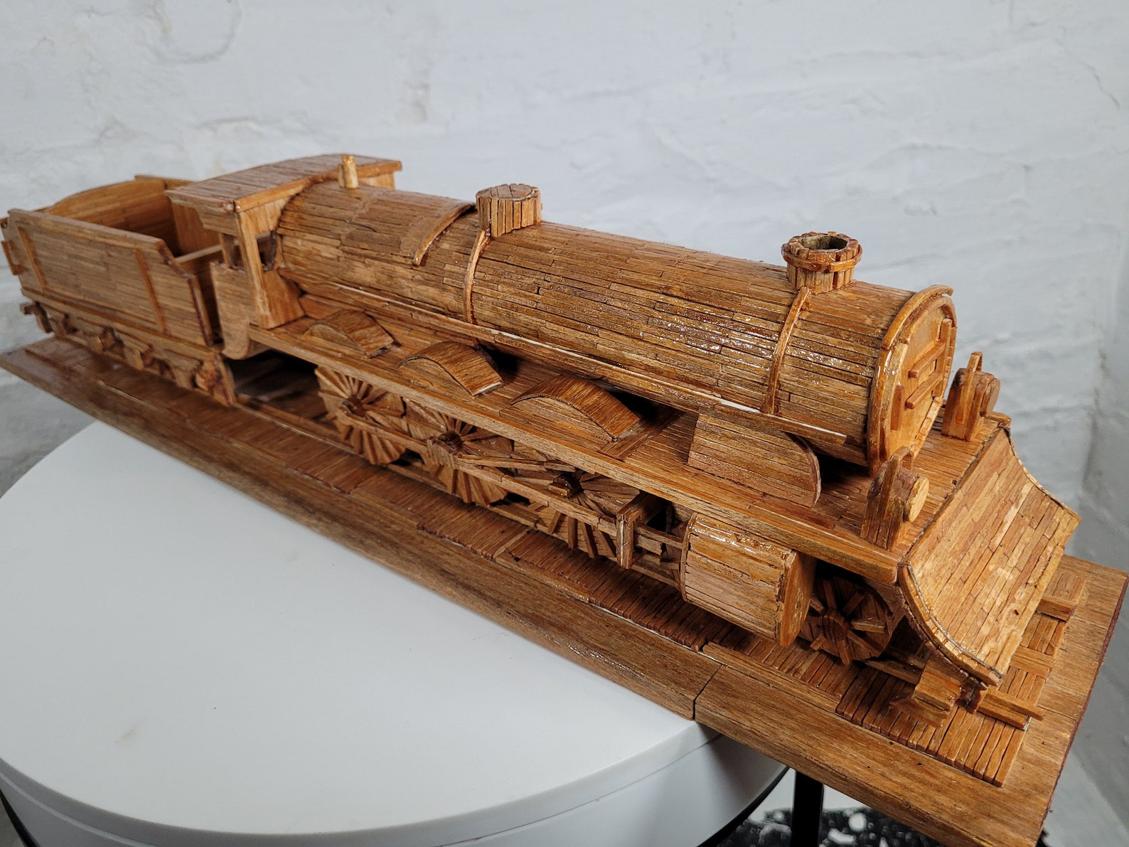 Vintage Model Steam Locomotive / Match Stick Train Model / Wooden Steam ...