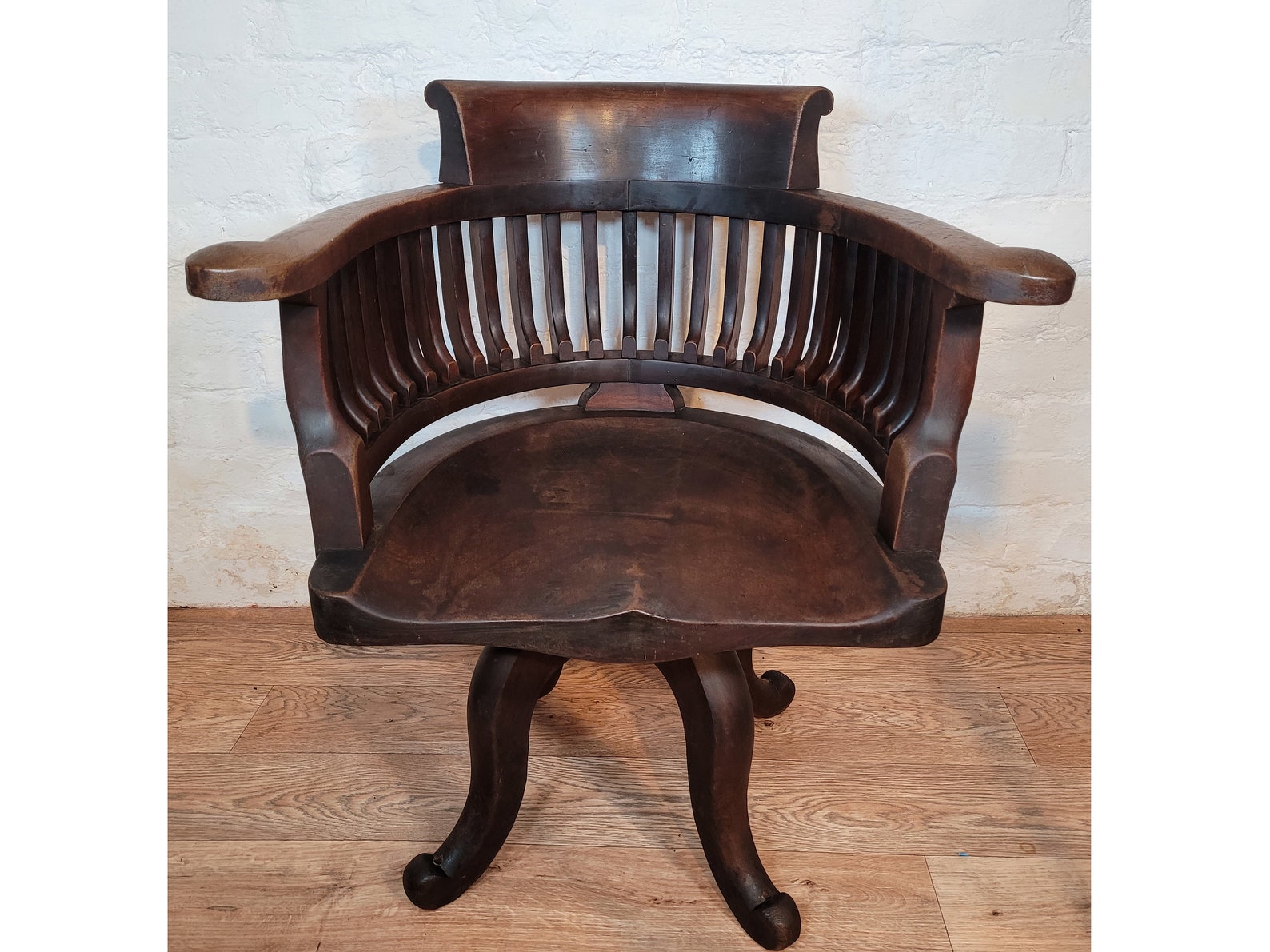 Antique Banker's Chair / Antique Wooden Revolving Chair - Etsy