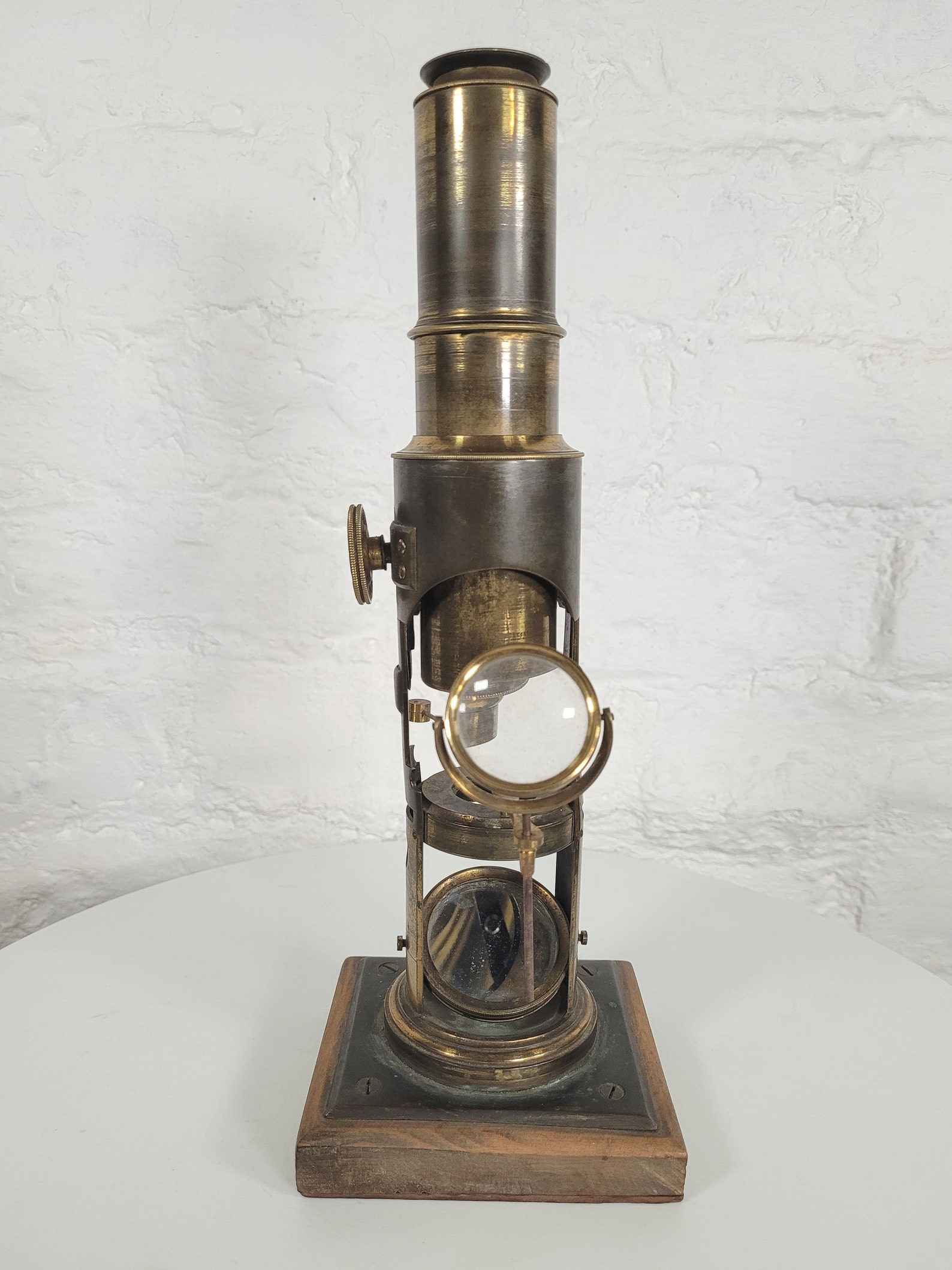 Antique Decorative Brass Drum Microscope / Decorative Georgian ...