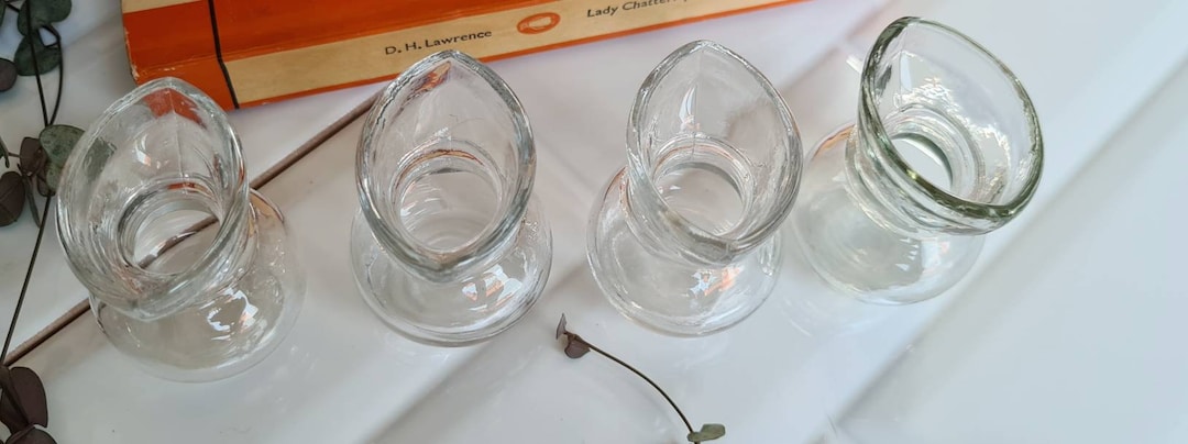 Four Antique Clear Glass Eye Baths - Etsy