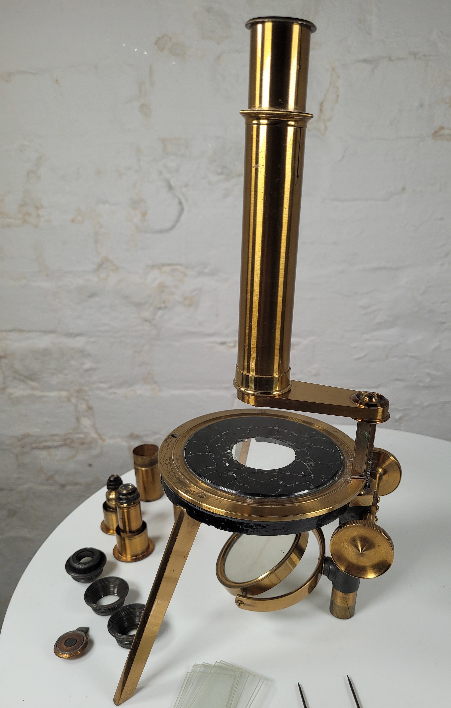 Rare Huxley-style Antique Brass Microscope / Victorian Dissecting ...
