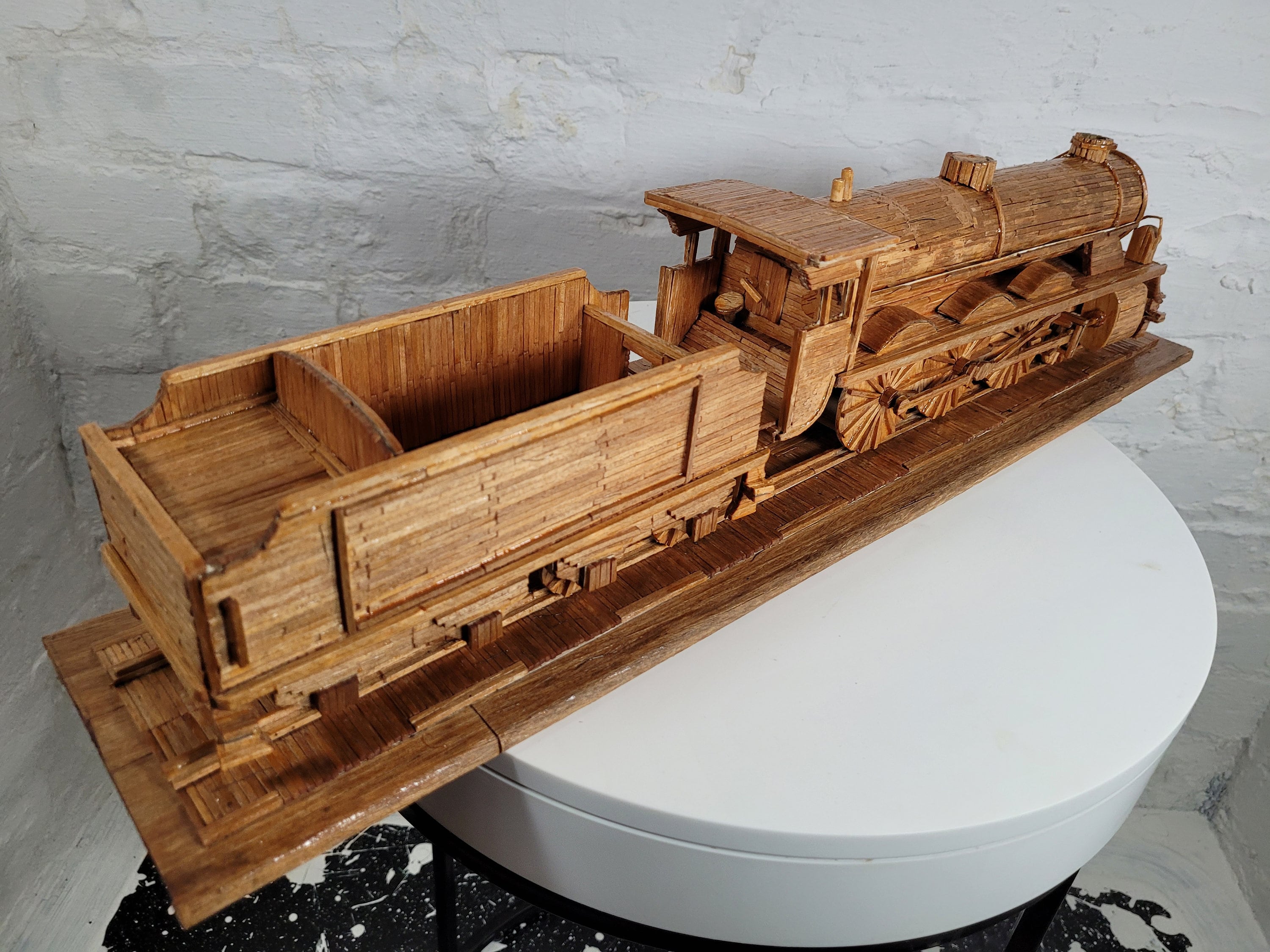 Vintage Model Steam Locomotive / Match Stick Train Model / Wooden Steam ...