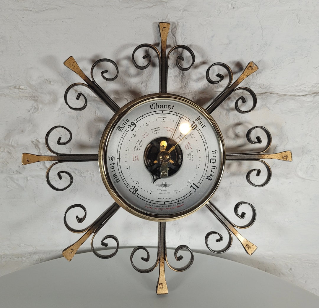 Vintage Circular Barometer / Vintage Wall Barometer / Starburst ...
