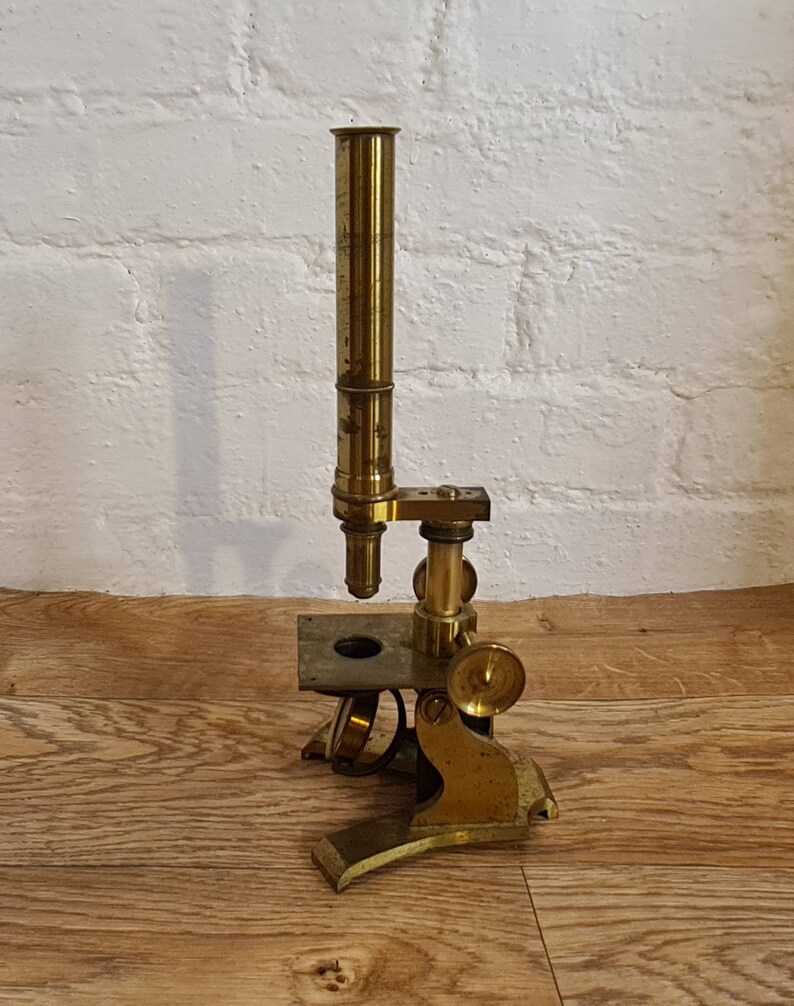 Antique Microscope / Victorian Brass Bar-limb Microscope With of ...