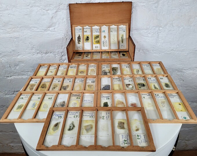 72 Vintage Geology Slides in Wooden Box / Petrology Microscope Slides ...