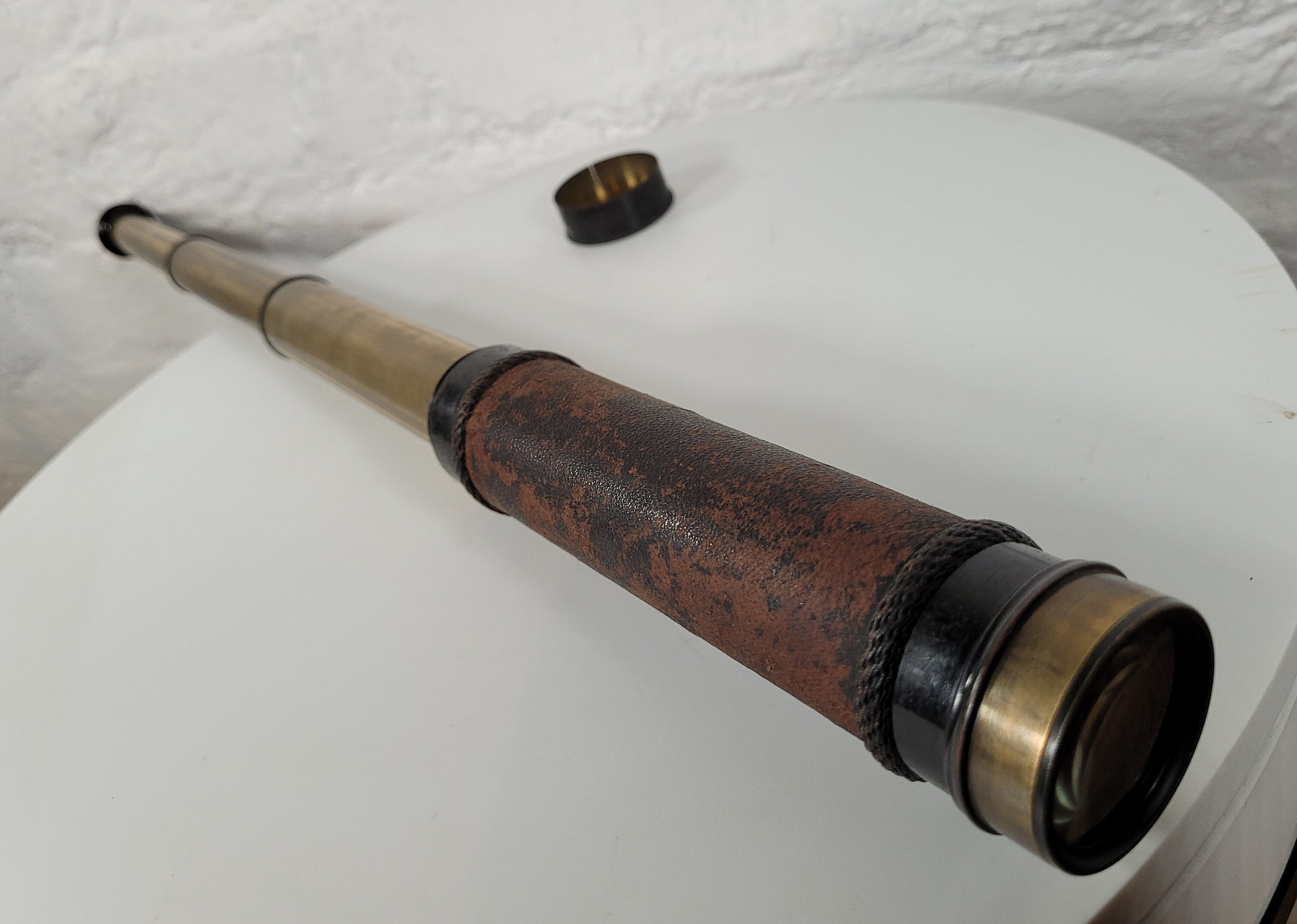 Antique Telescope / Three Draw Leather Bound Brass Telescope - Etsy
