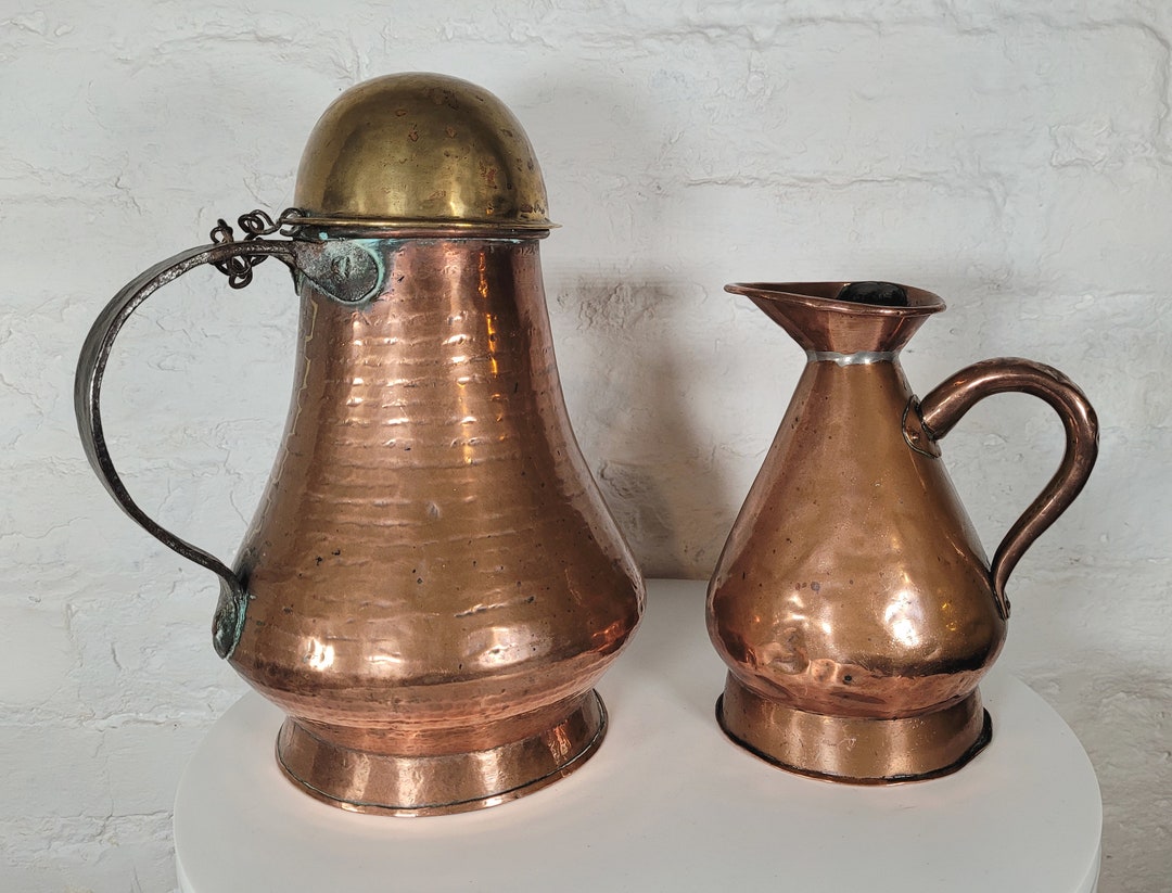 Antique Copper and Brass Flour Sifter With Antique Copper Jug - Etsy