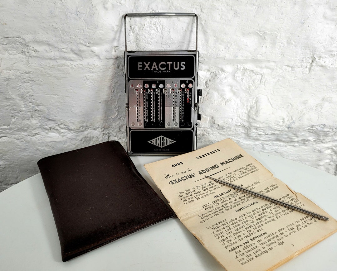 Vintage Exactus Pocket Adding Machine With Stylus, Pouch and Original ...