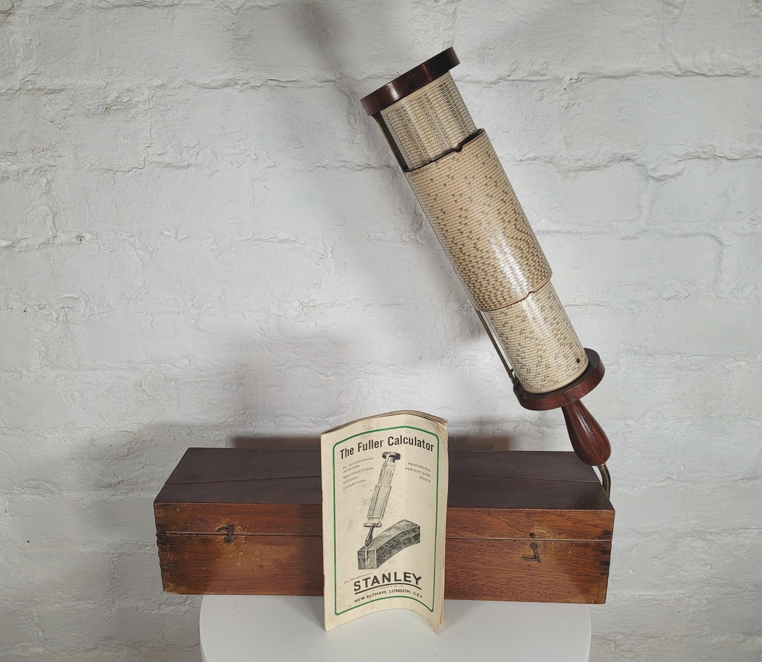 Antique Fuller Calculator With Instructions / Stanley Fuller Calculator / Cylindrical Slide Rule ...