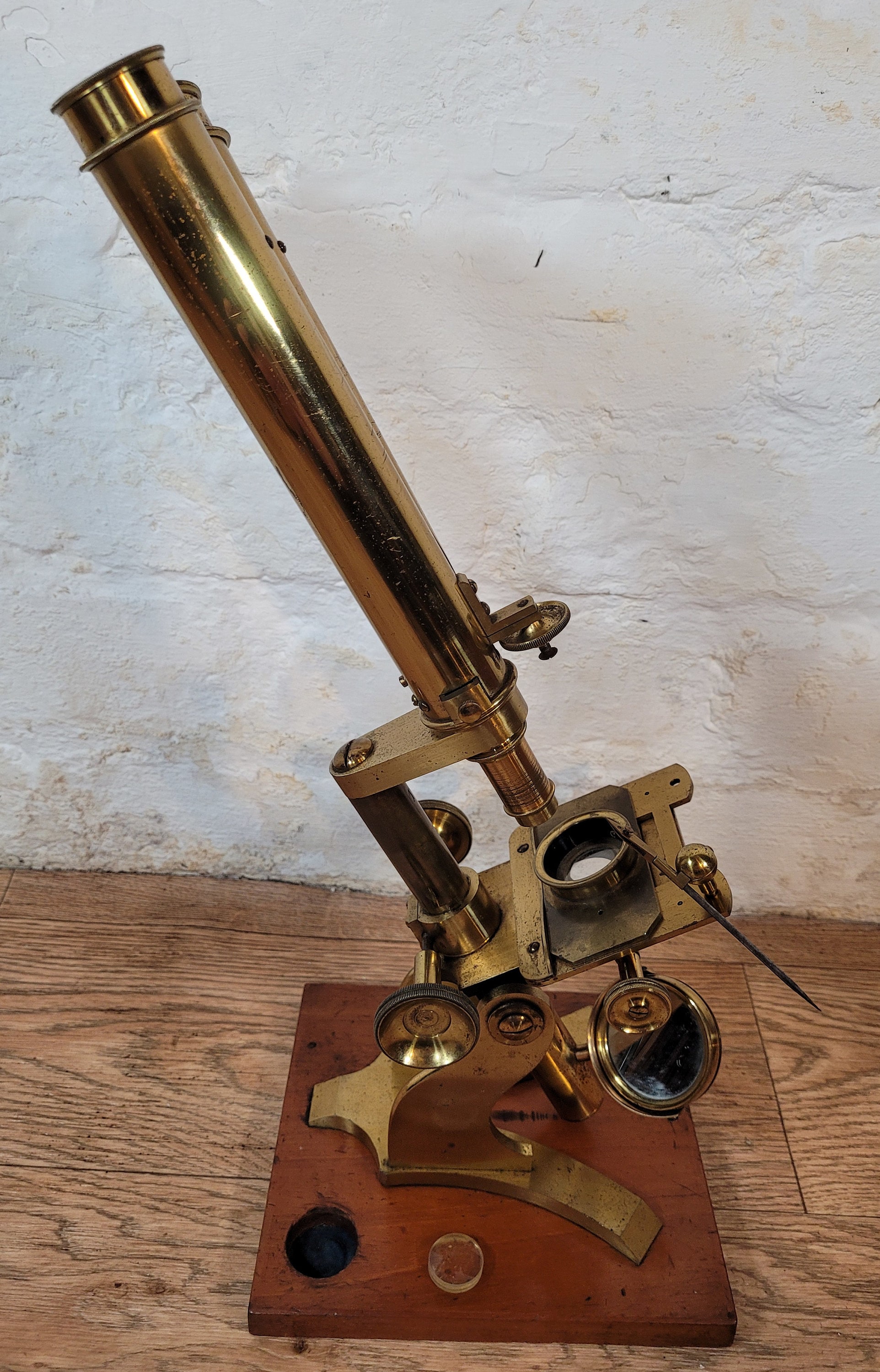Antique Brass Binocular Microscope / Victorian Binocular Microscope ...