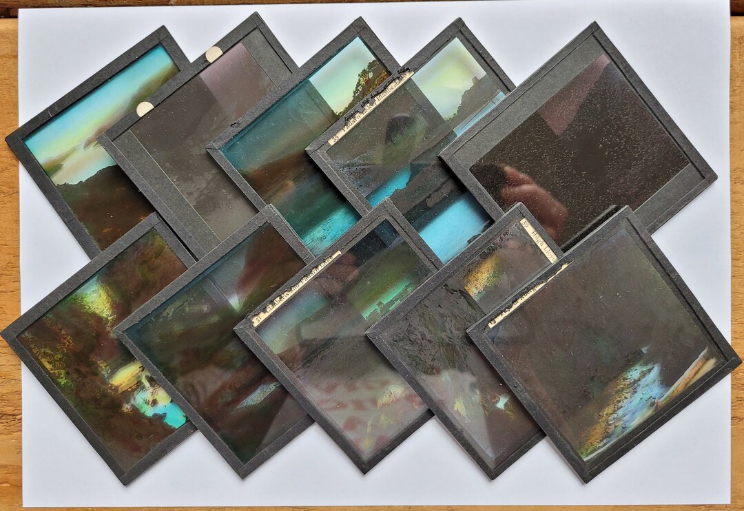 10 Antique Magic Lantern Slides / Magic Lantern Slides / Scenic Magic ...