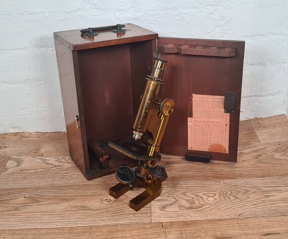 Antique Brass Microscope / R & J Beck Microscope With Case - Etsy