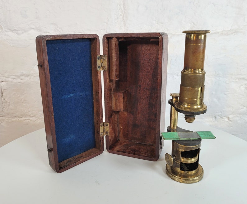 Antique Drum and Pillar Microscope / Victorian Brass Microscope / Old ...