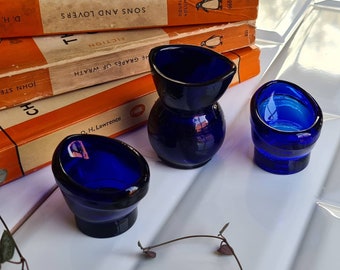 Three Vintage Cobalt Blue Glass Eye Baths - Etsy